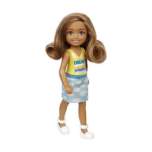 バービー バービー人形 GXT36 Barbie Chelsea Doll (6-inch Brunette) Wearing Skirt with Cloud Print and White Shoes, Gift for 3 to 7 ...