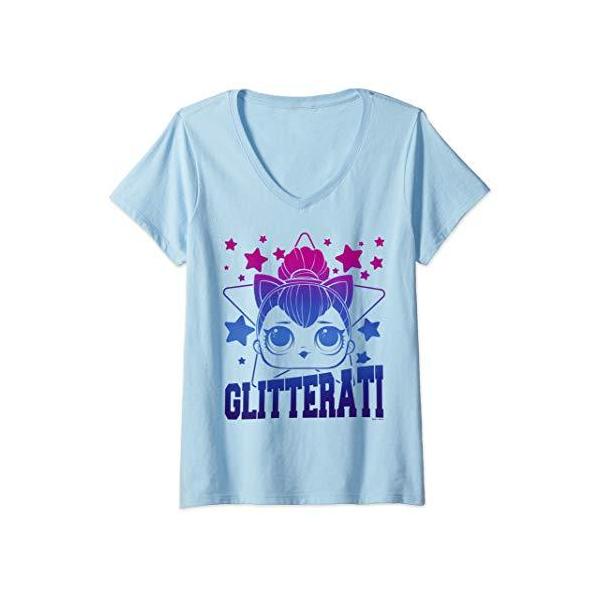 エルオーエルサプライズ キティクイーン Glitterati 半袖Tシャツ Vネック レディース【Sサイズ】 ライトブルー ファッション トップス アメリカTシャツ キャラクター ファッション トップス 海外モデル GT25YM85PM3 ...