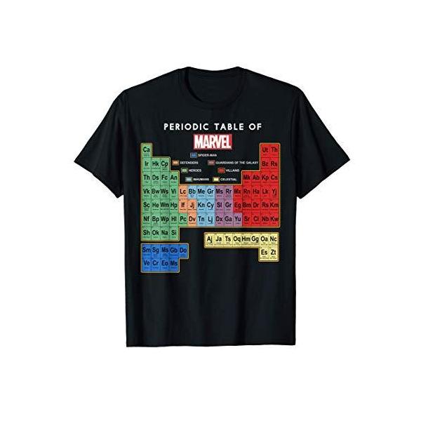 Tシャツ キャラクター ファッション トップス 海外モデル R8KHKVZEB5A Marvel Ultimate Periodic Table Of Elements Graphic Short Sleeve T-Shirt, Black...