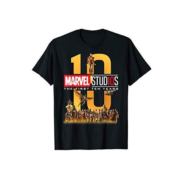 マーベル Marvel マーベルスタジオ 10周年 全キャスト 半袖Tシャツ メンズ【Sサイズ】 ブラック ファッション トップス アメリカTシャツ キャラクター ファッション トップス 海外モデル E66DTJFJ9TD Marvel S...