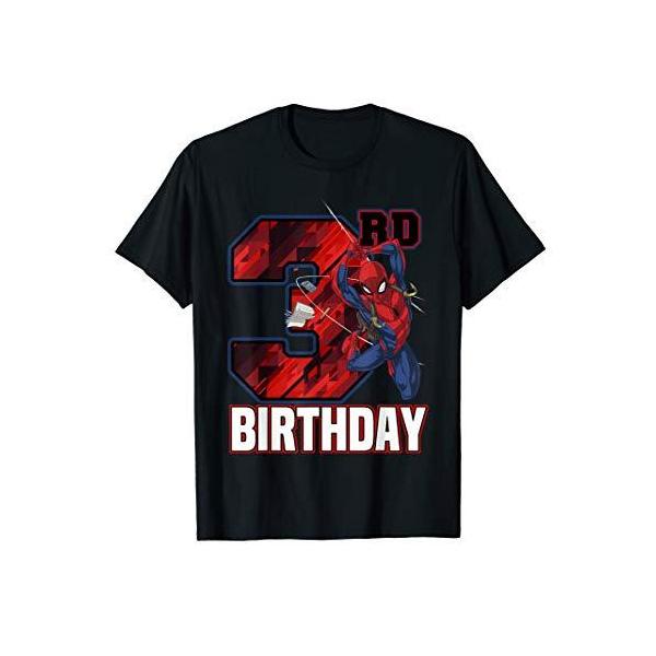 マーベル Marvel スパイダーマン ウェブスイング 3歳の誕生日 半袖Tシャツ キッズ6-6x 【日本サイズ110-120相当】 ブラック ファッション トップス アメリカTシャツ キャラクター ファッション トップス 海外モデル 23...