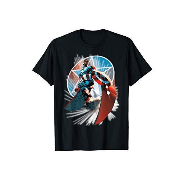 マーベル Marvel キャプテンアメリカ  半袖Tシャツ レディース【Sサイズ】ブラック ファッション トップス アメリカTシャツ キャラクター ファッション トップス 海外モデル 4JFPRPDABNZ Captain America ...