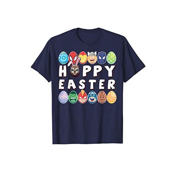 マーベル Maevel ハッピーイースター 卵になったヒーロー 半袖Tシャツ キッズ6-6x 【日本サイズ110-120相当】 ネイビー ファッション トップス アメリカTシャツ キャラクター ファッション トップス 海外モデル Y2DZ7...
