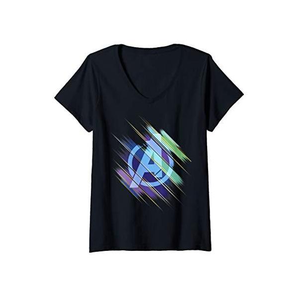 マーベル Marvel アベンジャーズ エンドゲーム ロゴ 半袖Tシャツ Vネック レディース【Sサイズ】 ブラック ファッション トップス アメリカTシャツ キャラクター ファッション トップス 海外モデル JMYG7DK8V2J Mar...