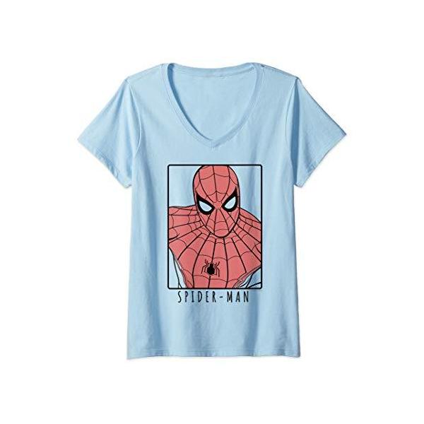マーベル Marvel スパイダーマン 半袖Tシャツ レディース 【Sサイズ】 ライトブルー ファッション トップス アメリカTシャツ キャラクター ファッション トップス 海外モデル 6401G813RSM Womens Marvel S...