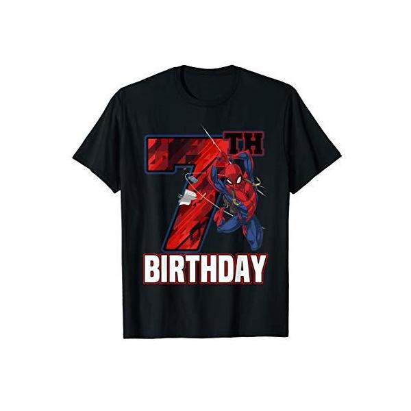 マーベル Marvel スパイダーマン ウェブスイング 7歳の誕生日 半袖Tシャツ レディース 【Sサイズ】 ブラック ファッション トップス アメリカTシャツ キャラクター ファッション トップス 海外モデル 4NJWMJ2RJ8J Ma...