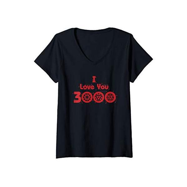 マーベル Marvel アベンジャーズ エンドゲーム アイラブユー3000 I Love You 3000 半袖Tシャツ Vネック レディース 【Sサイズ】 ブラック ファッション トップス アメリカTシャツ キャラクター ファッション ト...