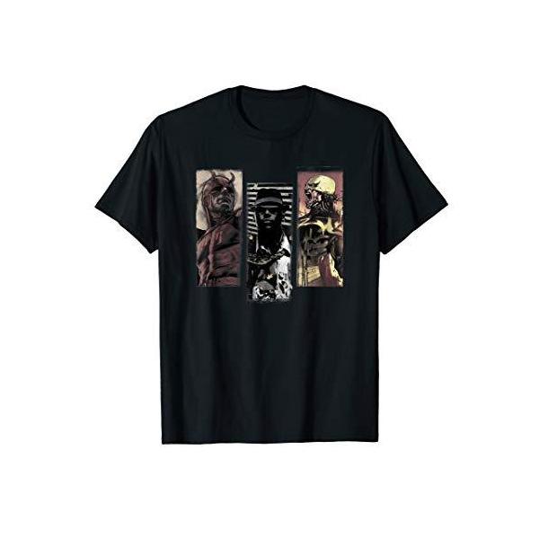 マーベル Marvel ディフェンダーズトリオ ルーク・ケイジ アイアン・フィスト デアデビル 半袖Tシャツ メンズ 【Sサイズ】 ブラック ファッション トップス アメリカTシャツ キャラクター ファッション トップス 海外モデル G0T...