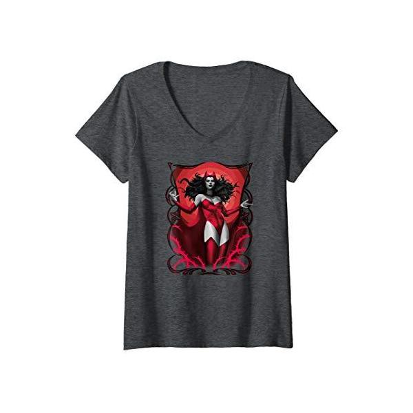 Tシャツ キャラクター ファッション トップス 海外モデル 2WDA3W4Y04R Womens Marvel Scarlet Witch Framed Portrait V-Neck T-Shirt海外限定品を迅速輸入！5〜15営業日にて...