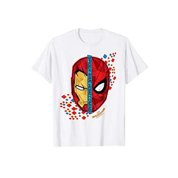 Tシャツ キャラクター ファッション トップス 海外モデル ACAFAQ2C25Y Marvel Spider-Man Homecoming Iron Man Face Split T-Shirt C1 T-Shirt海外限定品を迅速輸入！...