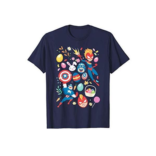 マーベル Maevel キャプテンアメリカ キャプテンマーベル イースター 半袖Tシャツ メンズ 【Sサイズ】 ネイビー ファッション トップス アメリカTシャツ キャラクター ファッション トップス 海外モデル J3BTJ1NEZQW M...