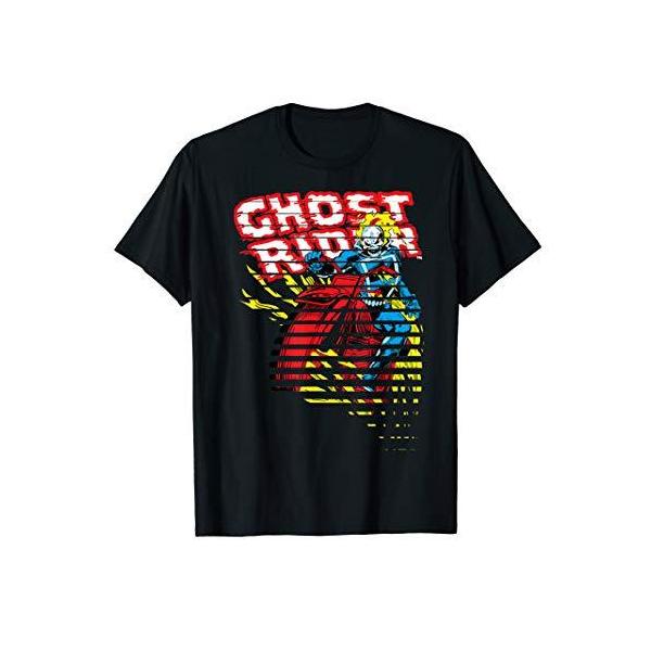 Tシャツ キャラクター ファッション トップス 海外モデル 6S9ES41CE00 Ghost Rider Motorcyle On Fire Halftoned Split-Up T-Shirt T-Shirt海外限定品を迅速輸入！5〜1...