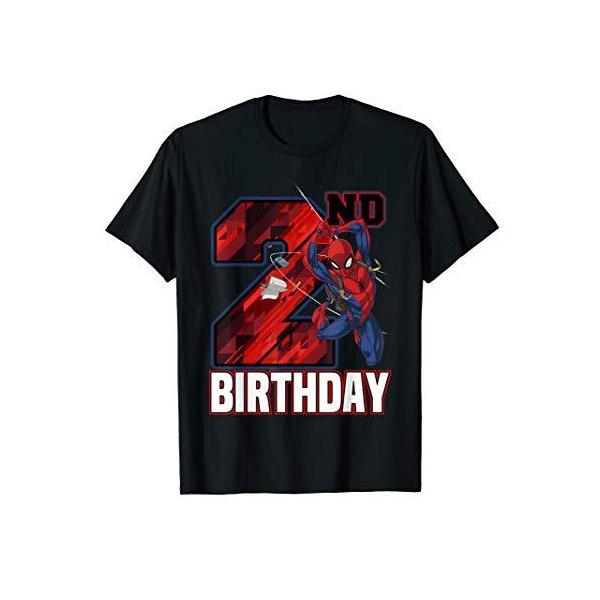 マーベル Marvel スパイダーマン ウェブスイング 2歳の誕生日 半袖Tシャツ キッズ6-6x 【日本サイズ110-120相当】 ブラック ファッション トップス アメリカTシャツ キャラクター ファッション トップス 海外モデル 46...