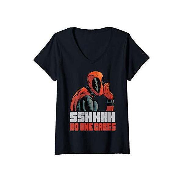 Tシャツ キャラクター ファッション トップス 海外モデル ENY5S6MD29C Womens Marvel Deadpool SHHHH No One Cares Portrait V-Neck T-Shirt海外限定品を迅速輸入！5〜...