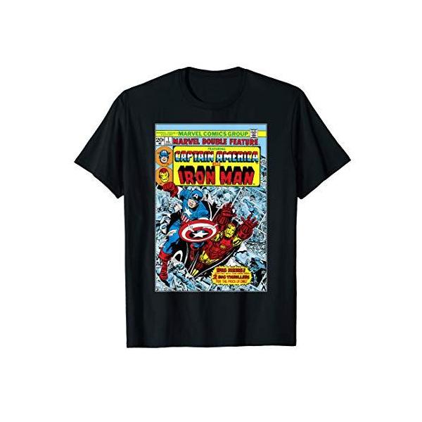 Tシャツ キャラクター ファッション トップス 海外モデル 4PAPGJDBTDW Marvel Double Feature Captain America &amp; Iron Man Comic Cover T-Shirt海外限定品を...