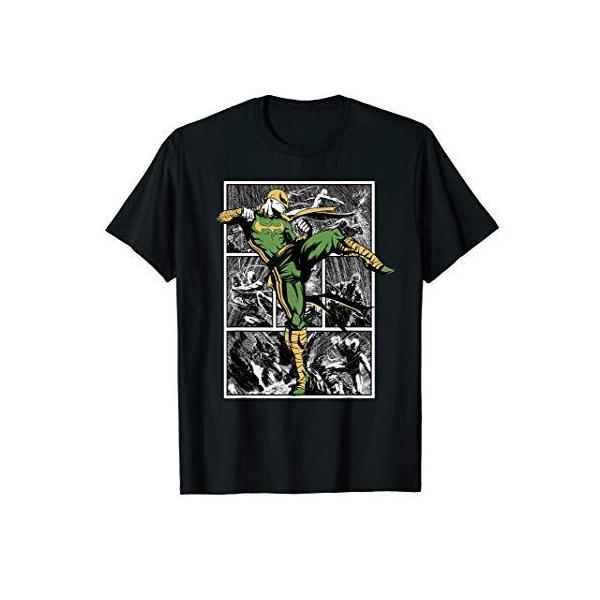 Tシャツ キャラクター ファッション トップス 海外モデル 2K2KV6GZXM2 Marvel Comics Retro Classic Iron Fist Rain Battle Panels T-Shirt海外限定品を迅速輸入！5〜1...