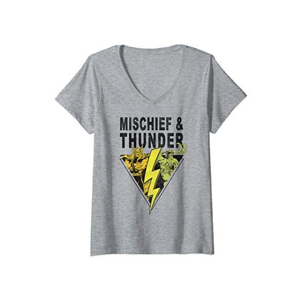 Tシャツ キャラクター ファッション トップス 海外モデル 6C4EC3961BT Marvel Thor &amp; Loki Mischief And Thunder Text Poster V-Neck T-Shirt海外限定品を迅速...