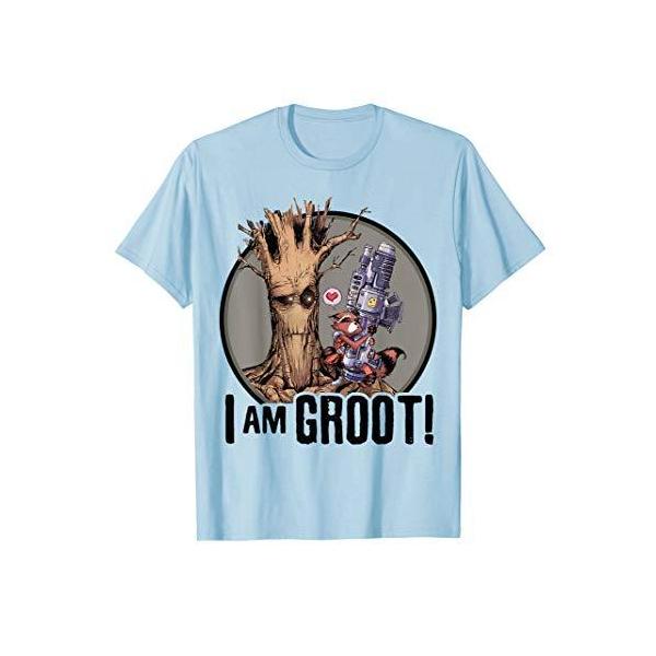 マーベル Marvel グルート ロケット 半袖Tシャツ レディース 【Sサイズ】 ライトブルー ファッション トップス アメリカTシャツ キャラクター ファッション トップス 海外モデル 4CFSG9ASE0V Marvel Guardi...