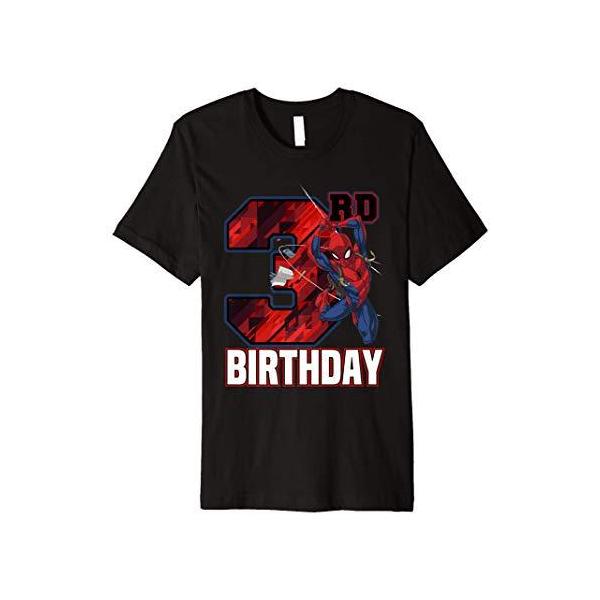 マーベル Marvel スパイダーマン ウェブスイング 3歳の誕生日 半袖Tシャツ キッズ6-6x 【日本サイズ110-120相当】 ブラック ファッション トップス アメリカTシャツ キャラクター ファッション トップス 海外モデル PA...