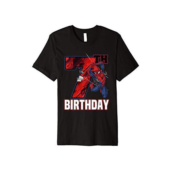 マーベル Marvel スパイダーマン ウェブスイング 7歳の誕生日 半袖Tシャツ キッズ6-6x 【日本サイズ110-120相当】 ブラック ファッション トップス アメリカTシャツ キャラクター ファッション トップス 海外モデル PY...