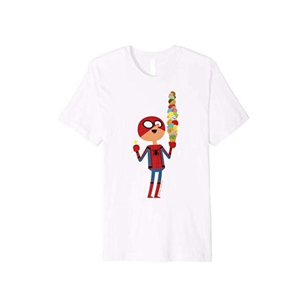 マーベル Marvel スパイダーマン 高く積まれたハッピーアイスクリーム 半袖Tシャツ キッズ6-6x 【日本サイズ110-120相当】 ホワイト ファッション トップス アメリカTシャツ キャラクター ファッション トップス 海外モデル...