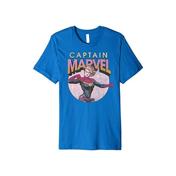 Tシャツ キャラクター ファッション トップス 海外モデル C0V0DP50ZYQ Marvel Comics Captain Marvel Distressed Vintage Circle Logo Premium T-Shirt海外限...