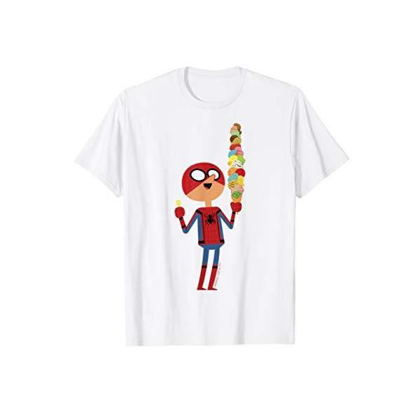 マーベル Marvel スパイダーマン 高く積まれたハッピーアイスクリーム 半袖Tシャツ レディース 【Sサイズ】 ホワイト ファッション トップス アメリカTシャツ キャラクター ファッション トップス 海外モデル 8TQT57MQEDZ...