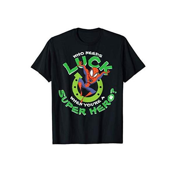Tシャツ キャラクター ファッション トップス 海外モデル 2HSNDYPT63X Marvel Spider-Man Who Needs Luck St. Patrick's Day Poster T-Shirt海外限定品を迅速輸入！5〜...