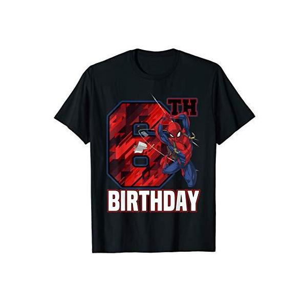 マーベル Marvel スパイダーマン ウェブスイング 6歳の誕生日 半袖Tシャツ メンズ 【Sサイズ】 ブラック ファッション トップス アメリカTシャツ キャラクター ファッション トップス 海外モデル AAKNVRRTV6J Marv...