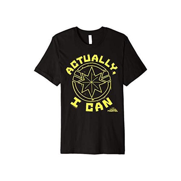 Tシャツ キャラクター ファッション トップス 海外モデル YD2KVWQGM9T Captain Marvel Actually I Can Yellow Logo Premium T-Shirt Premium T-Shirt海外限定品...