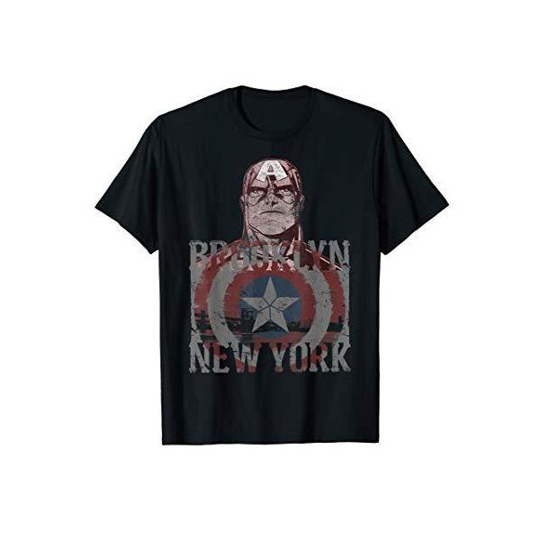 Tシャツ キャラクター ファッション トップス 海外モデル GS3E8Z032ZE Marvel Captain America Watches Over Brooklyn NY T-Shirt T-Shirt海外限定品を迅速輸入！5〜15...
