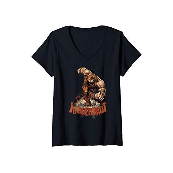 Tシャツ キャラクター ファッション トップス 海外モデル AVMT2R0Q39X Womens Marvel Juggernaut Charge Action Portrait Logo V-Neck T-Shirt海外限定品を迅速輸入！...