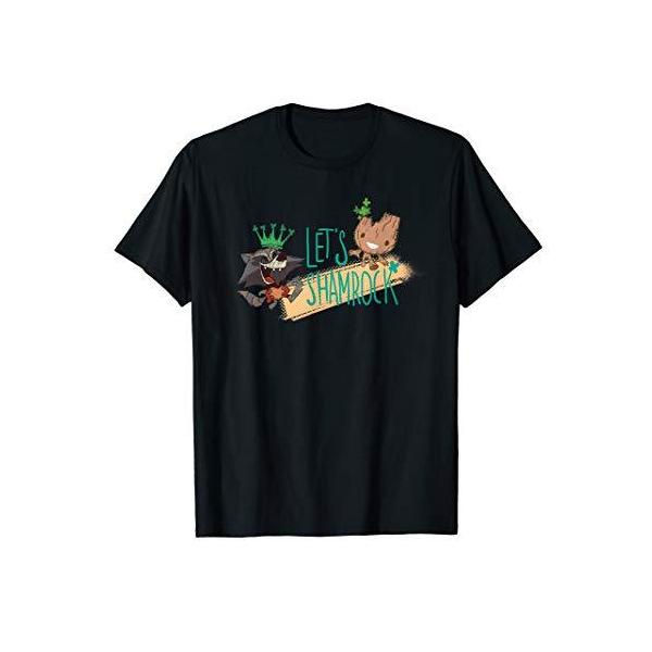 マーベル Marvel ロケット グルート 聖パトリックの祝日 緑の日 クローバー 半袖Tシャツ メンズ 【Sサイズ】 ブラック ファッション トップス アメリカTシャツ キャラクター ファッション トップス 海外モデル TEC8ZMG01...