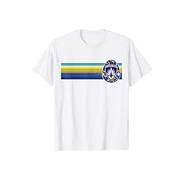 マーベル Maevel ガーディアンズオブギャラクシーのストライプイースターエッグ 半袖Tシャツ メンズ 【Sサイズ】 ホワイト ファッション トップス アメリカTシャツ キャラクター ファッション トップス 海外モデル 4Q8G51YVH...