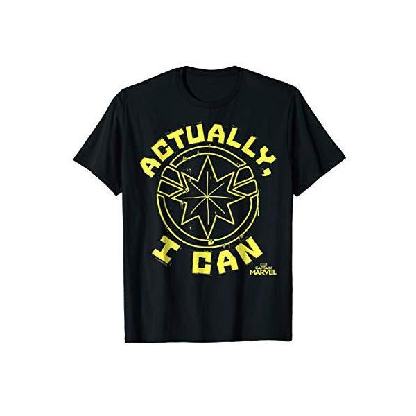 Tシャツ キャラクター ファッション トップス 海外モデル C4P5PP4S669 Marvel Captain Marvel Actually I Can Yellow Logo Graphic T-Shirt海外限定品を迅速輸入！5〜1...