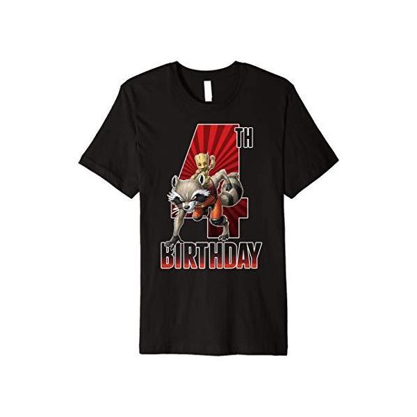 マーベル Marvel ロケット ベビーグルート 4歳誕生日 半袖Tシャツ キッズ6-6x 【日本サイズ110-120相当】 ブラック ファッション トップス アメリカ バースデイTシャツ キャラクター ファッション トップス 海外モデル ...