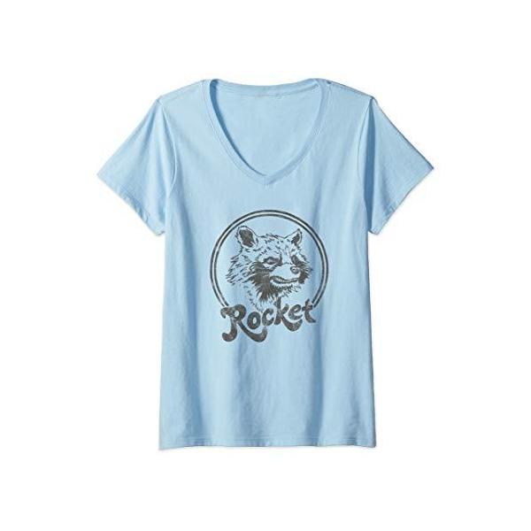 Tシャツ キャラクター ファッション トップス 海外モデル C9REY2XJYMF Womens Marvel Guardians Of The Galaxy Rocket Circle Portrait V-Neck T-Shirt海外限...