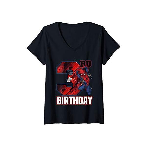 マーベル Marvel スパイダーマン ウェブスイング 3歳の誕生日 半袖Tシャツ レディース 【Sサイズ】 ブラック ファッション トップス アメリカTシャツ キャラクター ファッション トップス 海外モデル RFP18RCM1K1 Wo...