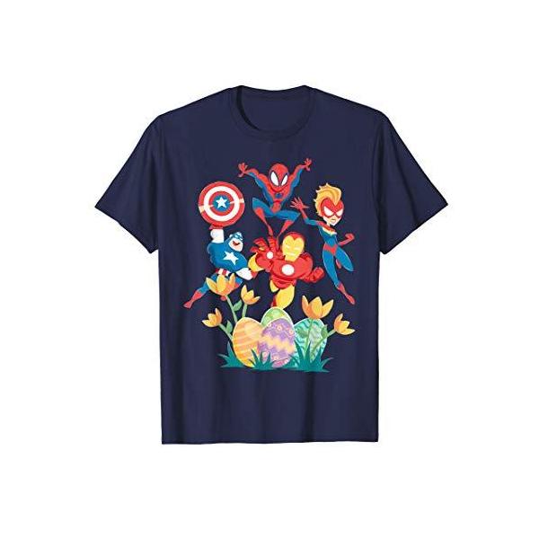 マーベル Maevel アベンジャーズン イースター エッグハント 半袖Tシャツ キッズ6-6x 【日本サイズ110-120相当】 ネイビー ファッション トップス アメリカTシャツ キャラクター ファッション トップス 海外モデル MP6...