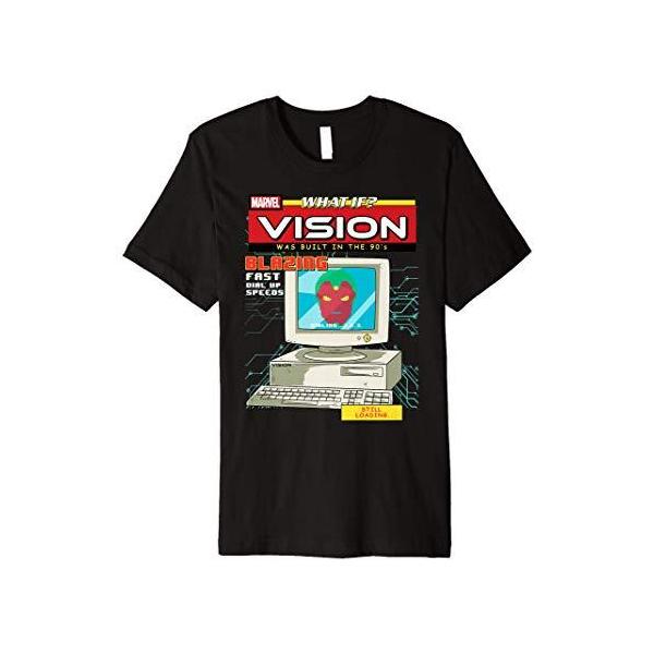 Tシャツ キャラクター ファッション トップス 海外モデル 48F6RVT1CVA Marvel What If? Vision Was Built In The 90's Comic Cover Premium T-Shirt海外限定品を...