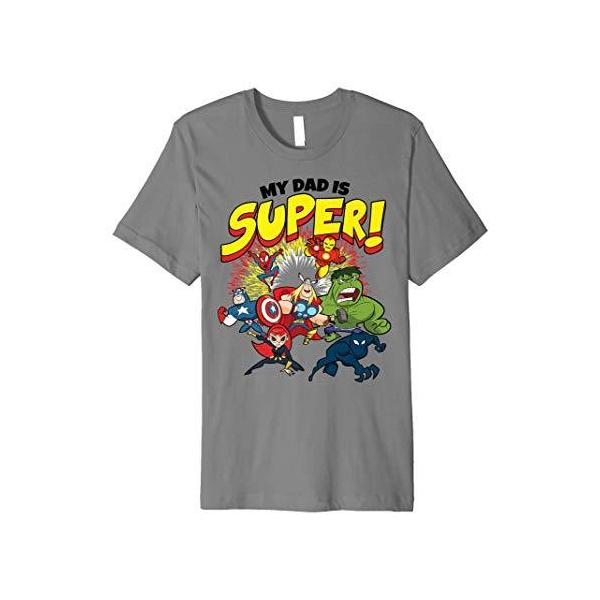 Tシャツ キャラクター ファッション トップス 海外モデル 2ZNDFVJ8Q3Q Marvel Father's Day My Dad Is Super Avengers Breakthrough Premium T-Shirt海外限定品...