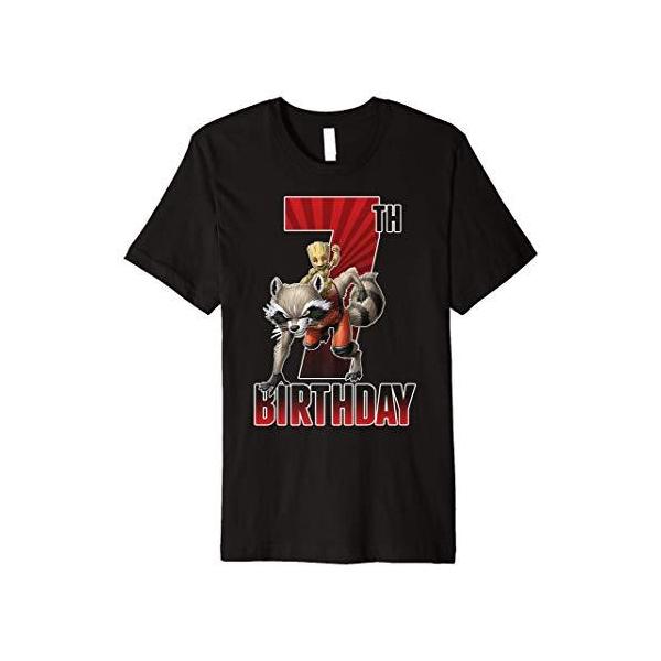 マーベル Marvel ロケット ベビーグルート 7歳誕生日 半袖Tシャツ キッズ6-6x 【日本サイズ110-120相当】 ブラック ファッション トップス アメリカ バースデイTシャツ キャラクター ファッション トップス 海外モデル ...