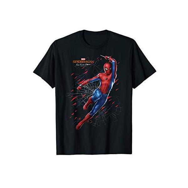 Tシャツ キャラクター ファッション トップス 海外モデル 6EAKQ1QD75P Marvel Spider-Man Far From Home Web Swing Shatter Portrait T-Shirt海外限定品を迅速輸入！5...