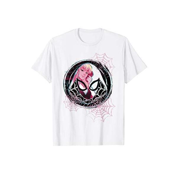 Tシャツ キャラクター ファッション トップス 海外モデル Y8S7DAC7ZDA Marvel Ghost-Spider Gwen Background Badge Graphic T-Shirt T-Shirt海外限定品を迅速輸入！5〜...