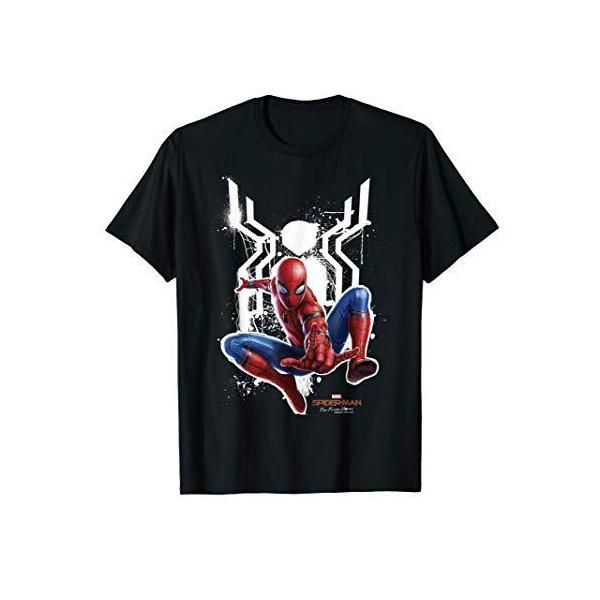 Tシャツ キャラクター ファッション トップス 海外モデル TE8CGKGGHZK Marvel Spider-Man Far From Home Painted Logo Swing Poster T-Shirt海外限定品を迅速輸入！5〜...