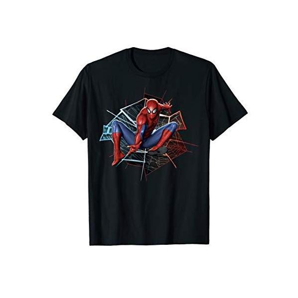 Tシャツ キャラクター ファッション トップス 海外モデル WMZ4NMP3A1F Marvel Spider-Man Broken Glass Web Leap Graphic T-Shirt T-Shirt海外限定品を迅速輸入！5〜15...