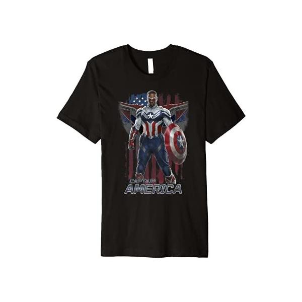 Tシャツ キャラクター ファッション トップス 海外モデル 2E45RQBJHD6 Marvel Falcon Winter Soldier Captain America Flag Portrait Premium T-Shirt海外限定...