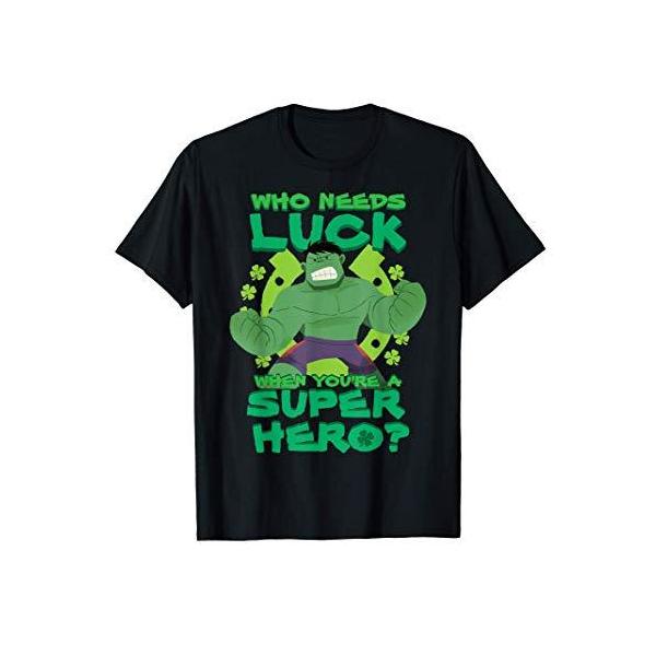Tシャツ キャラクター ファッション トップス 海外モデル 2KBV5WMKWYP Marvel Hulk Who Needs Luck St. Patrick's Day Poster T-Shirt海外限定品を迅速輸入！5〜15営業日に...