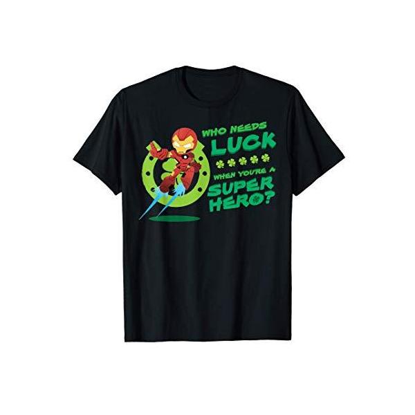 Tシャツ キャラクター ファッション トップス 海外モデル 6HS8P951T3H Marvel Iron Man Who Needs Luck St. Patrick's Day Poster T-Shirt海外限定品を迅速輸入！5〜15...