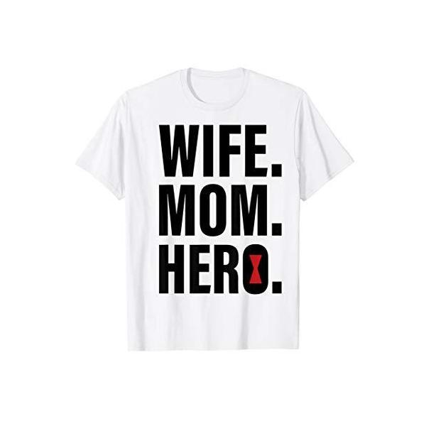 Tシャツ キャラクター ファッション トップス 海外モデル 6TAE2621631 Marvel Mother's Day Black Widow Wife Mom Hero Text Logo T-Shirt海外限定品を迅速輸入！5〜15...